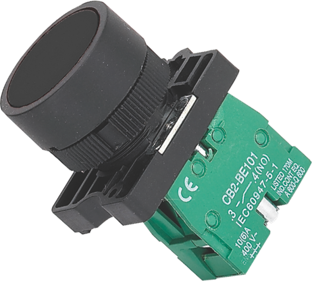 Pulsador Rasante 22mm Plástica. 1NA. Negro | Telemando